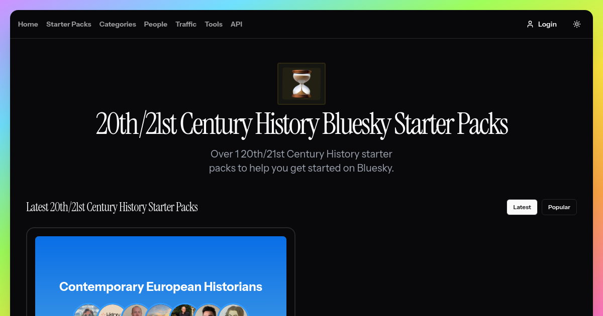 20th/21st Century History Bluesky Starter Packs [1+ Lists • Oct 2025]