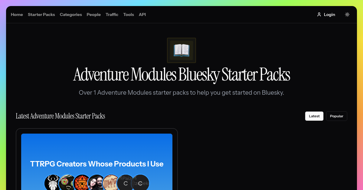 Adventure Modules Bluesky Starter Packs [1+ Lists • Mar 2025]
