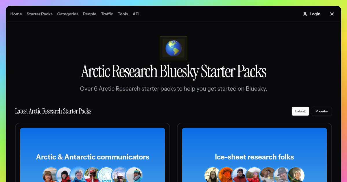 Arctic Research Bluesky Starter Packs [6+ Lists • Jul 2025]