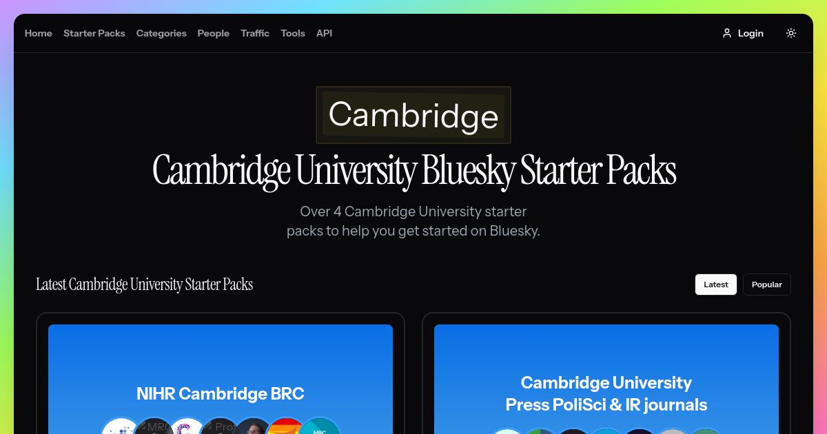 Cambridge University Bluesky Starter Packs [4+ Lists • Sep 2025]