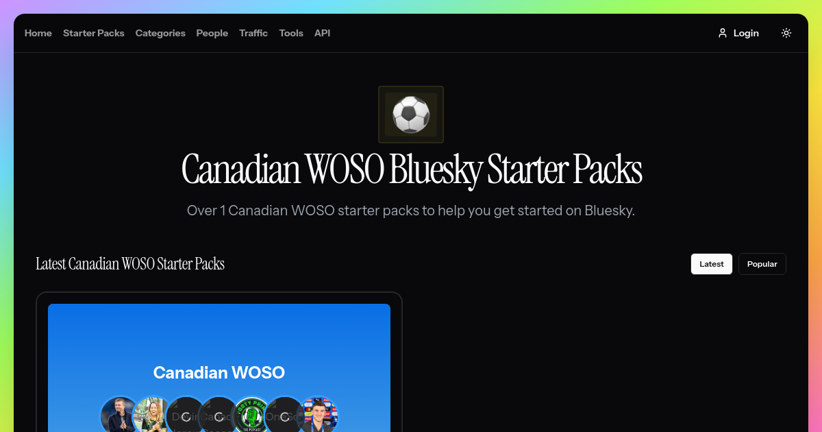 Canadian WOSO Bluesky Starter Packs [1+ Lists • Sep 2025]