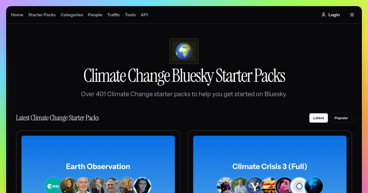 Climate Change Bluesky Starter Packs [400+ Lists • Oct 2025]
