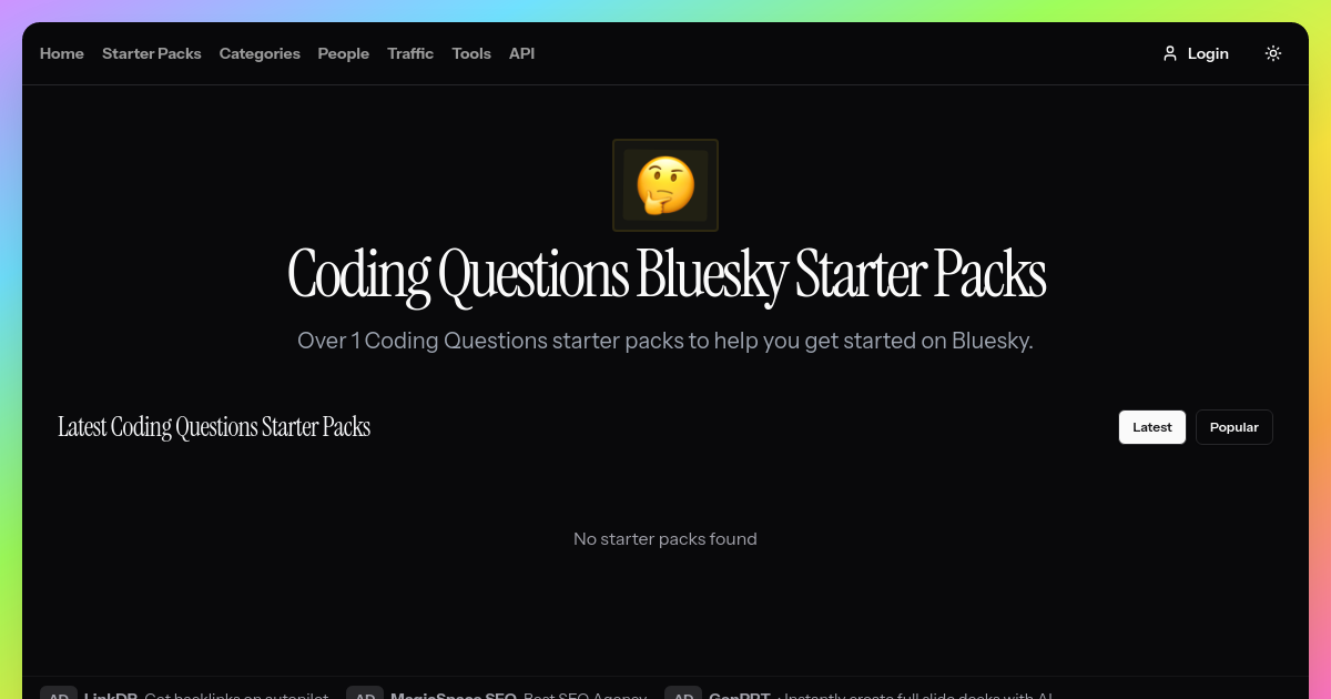 Coding Questions Bluesky Starter Packs [1+ Lists • May 2025]
