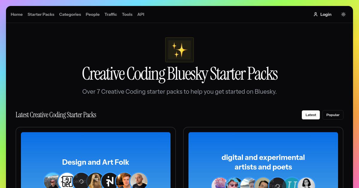 Creative Coding Bluesky Starter Packs [7+ Lists • Sep 2025]