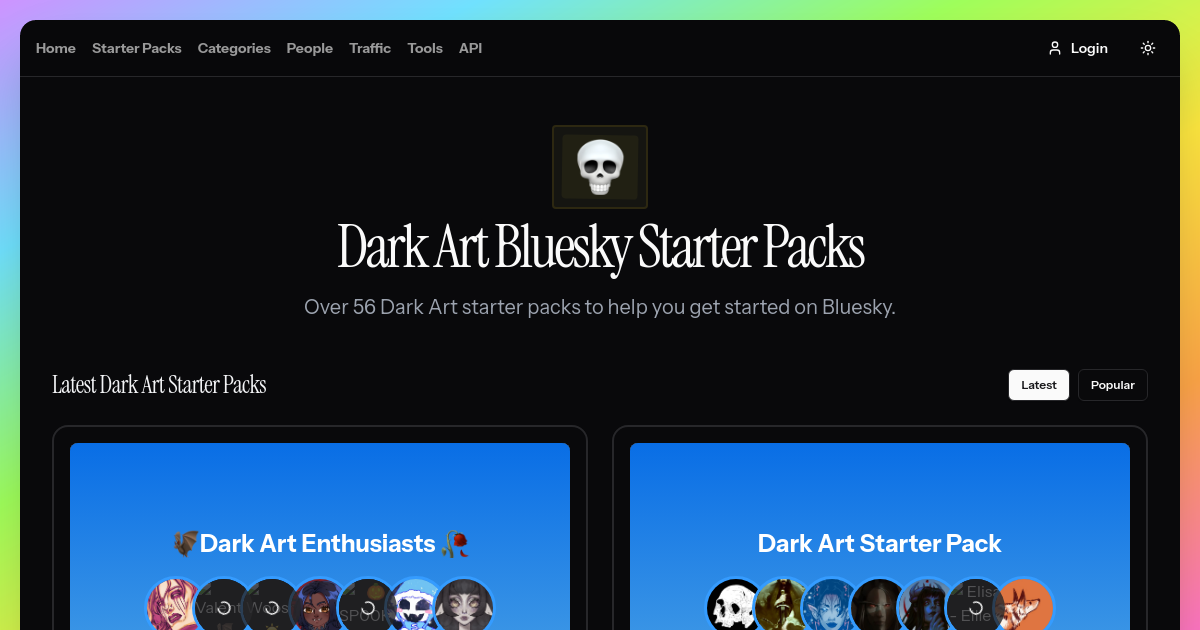 Dark Art Bluesky Starter Packs [54+ Lists • May 2025]