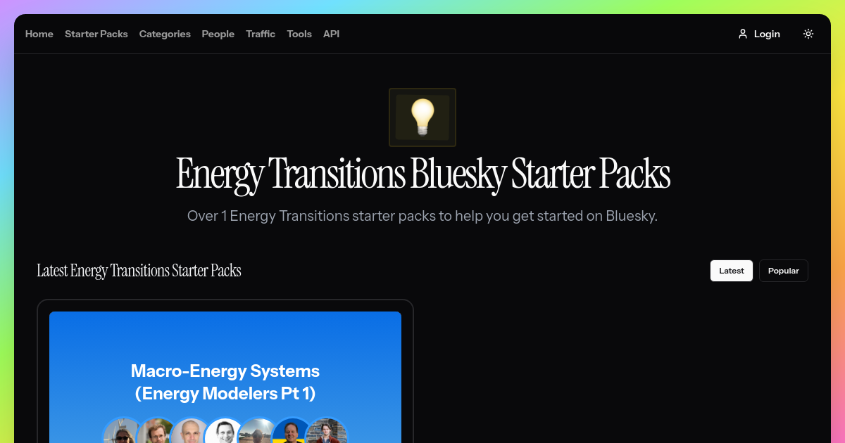 Energy Transitions Bluesky Starter Packs [1+ Lists • Sep 2025]