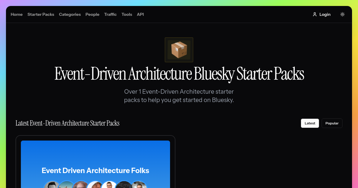 Event-Driven Architecture Bluesky Starter Packs [1+ Lists • Mar 2025]