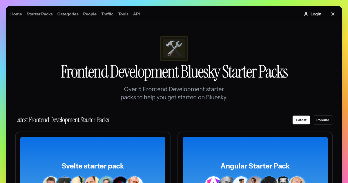 Frontend Development Bluesky Starter Packs [5+ Lists • Jun 2025]
