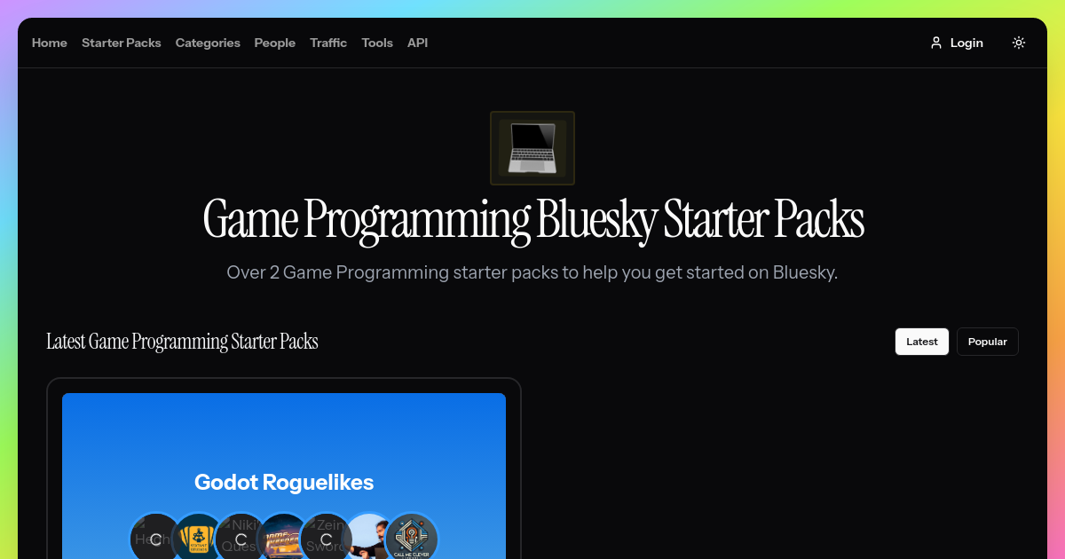 Game Programming Bluesky Starter Packs [2+ Lists • Jun 2025]