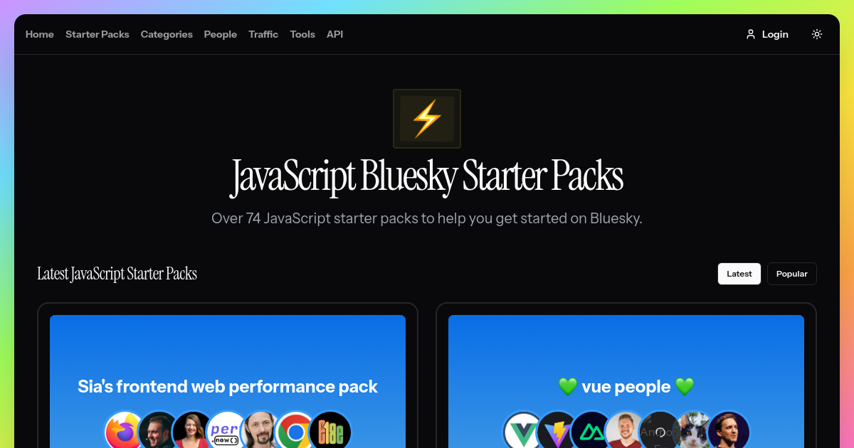 JavaScript Bluesky Starter Packs [73+ Lists • Oct 2025]