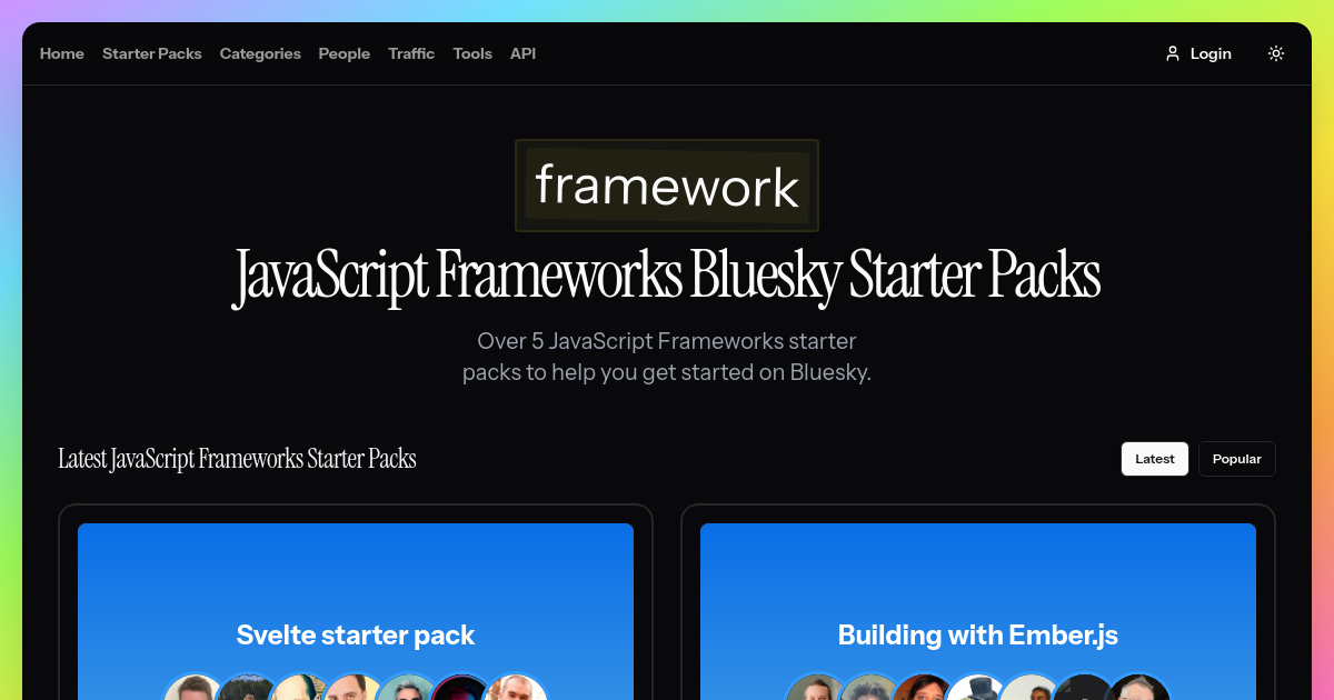 JavaScript Frameworks Bluesky Starter Packs [5+ Lists • Sep 2025]