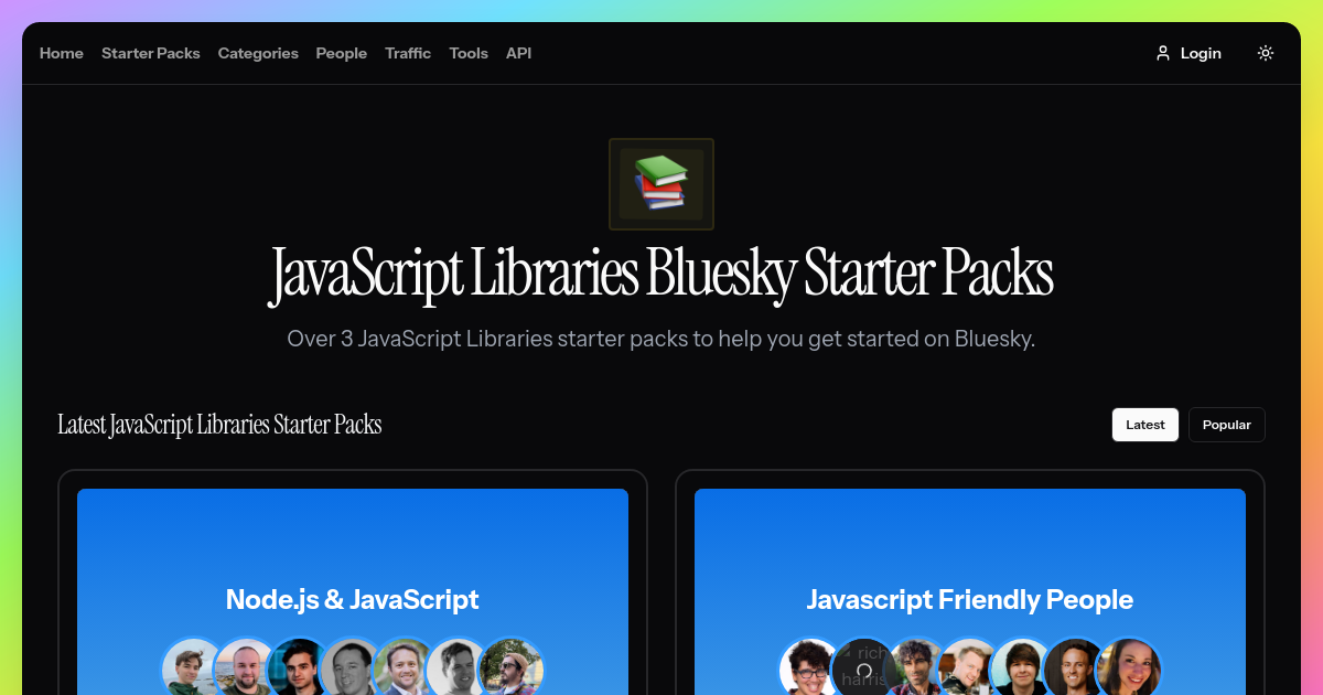 JavaScript Libraries Bluesky Starter Packs [3+ Lists • Mar 2025]