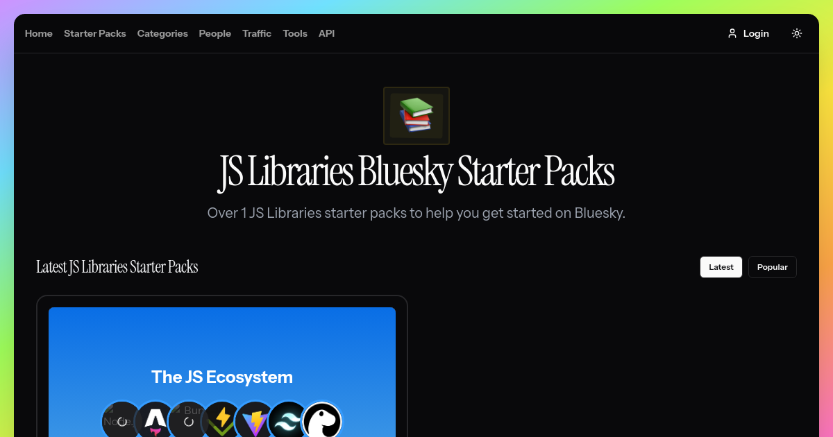 JS Libraries Bluesky Starter Packs [1+ Lists • Apr 2025]