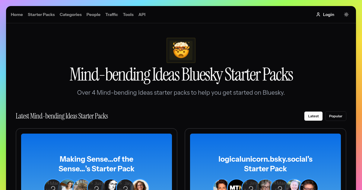 Mind-bending Ideas Bluesky Starter Packs [4+ Lists • Oct 2025]
