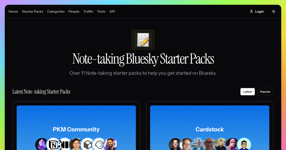 Note-taking Bluesky Starter Packs [11+ Lists • May 2025]
