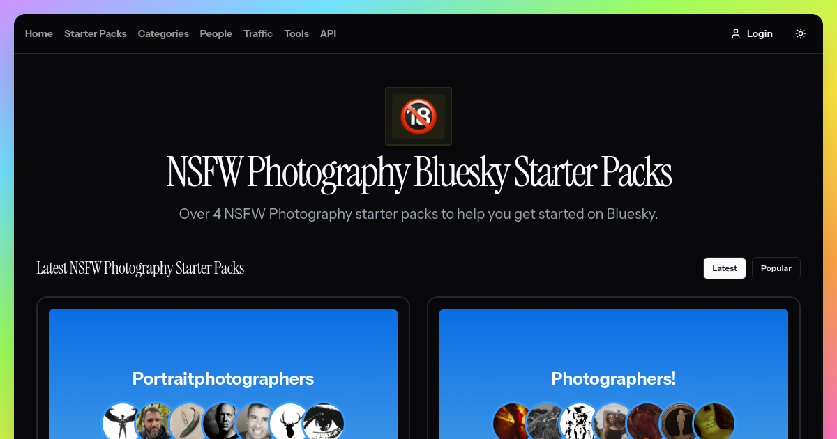 NSFW Photography Bluesky Starter Packs [4+ Lists • Mar 2025]