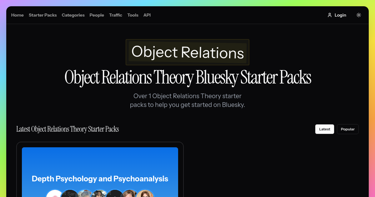 Object Relations Theory Bluesky Starter Packs [1+ Lists • Sep 2025]