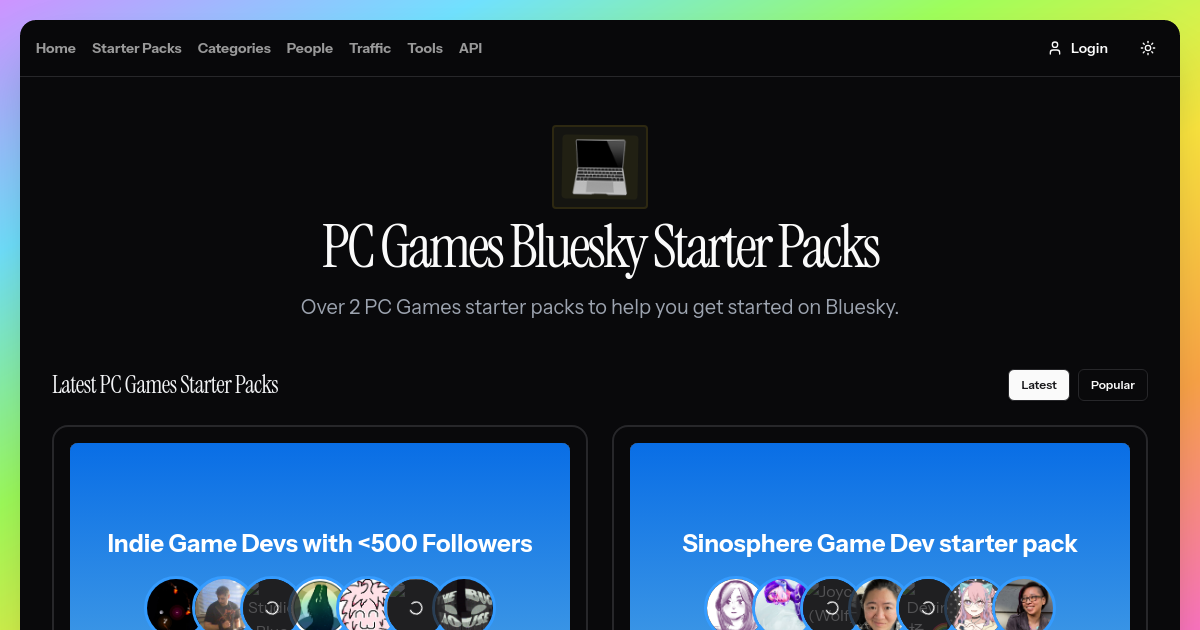 PC Games Bluesky Starter Packs [2+ Lists • Mar 2025]
