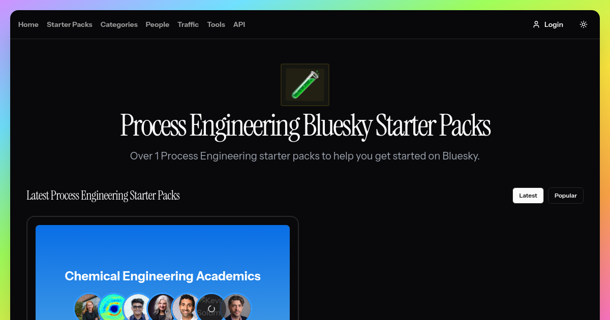 Process Engineering Bluesky Starter Packs [1+ Lists • Aug 2025]