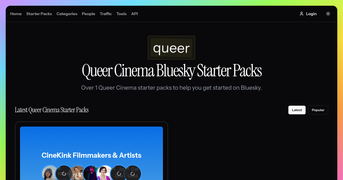 Queer Cinema Bluesky Starter Packs [1+ Lists • Jun 2025]