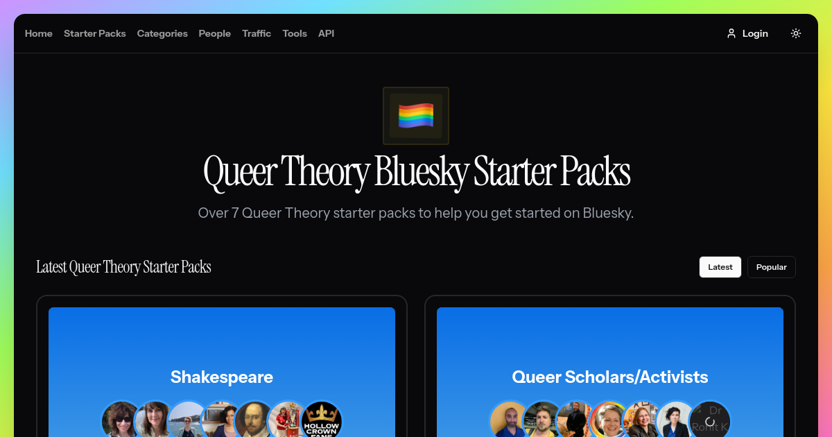 Queer Theory Bluesky Starter Packs [7+ Lists • Jun 2025]