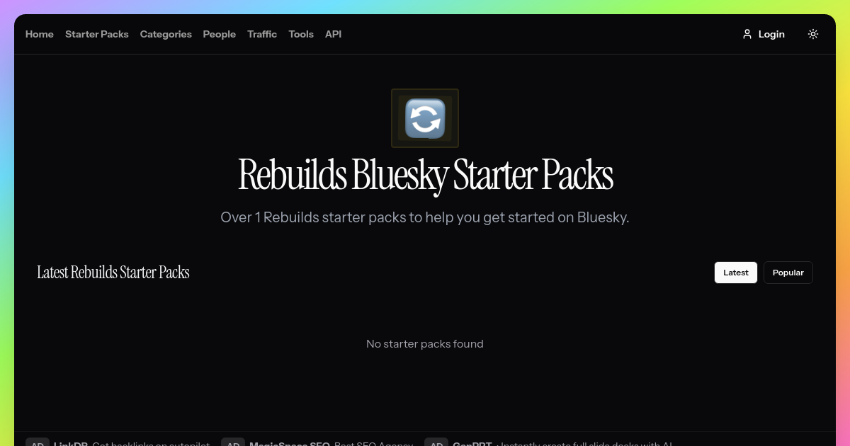 Rebuilds Bluesky Starter Packs [1+ Lists • Sep 2025]