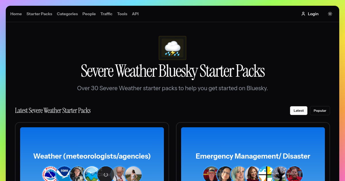 Severe Weather Bluesky Starter Packs [30+ Lists • Oct 2025]