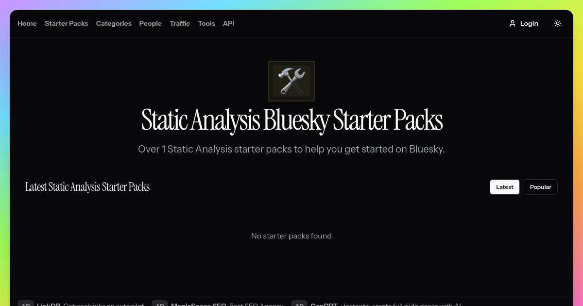 Static Analysis Bluesky Starter Packs [1+ Lists • Mar 2025]