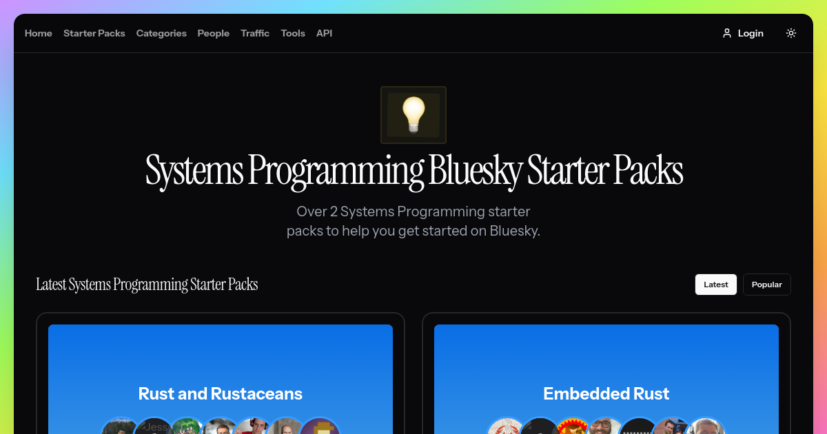 Systems Programming Bluesky Starter Packs [2+ Lists • Apr 2025]