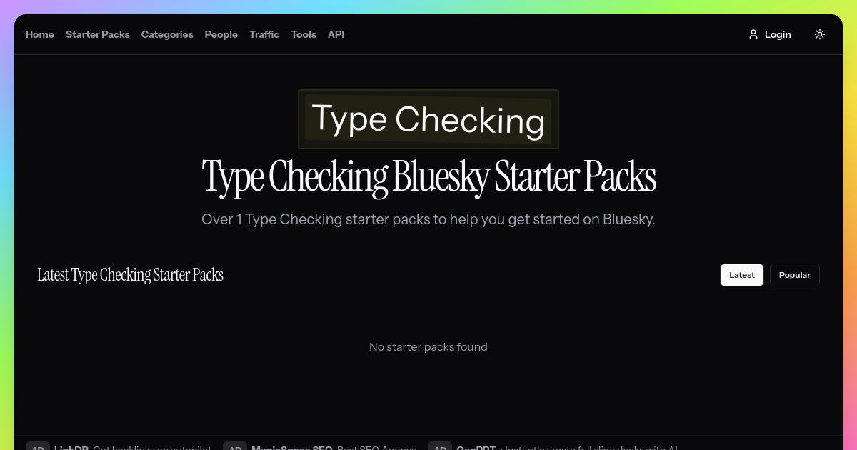 Type Checking Bluesky Starter Packs [1+ Lists • Apr 2025]