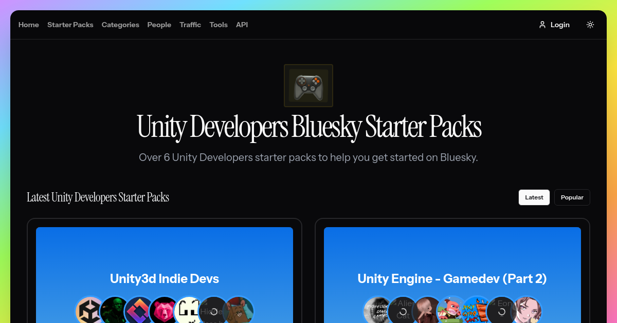 Unity Developers Bluesky Starter Packs [6+ Lists • Jul 2025]