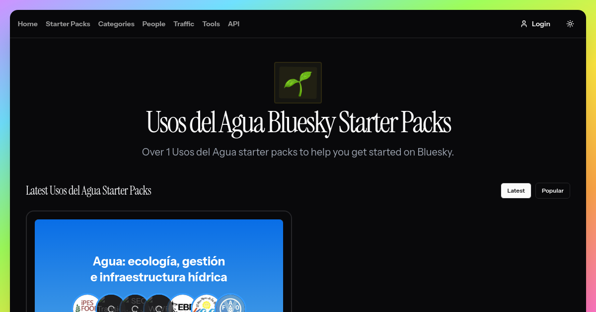 Usos del Agua Bluesky Starter Packs [1+ Lists • Dec 2024]