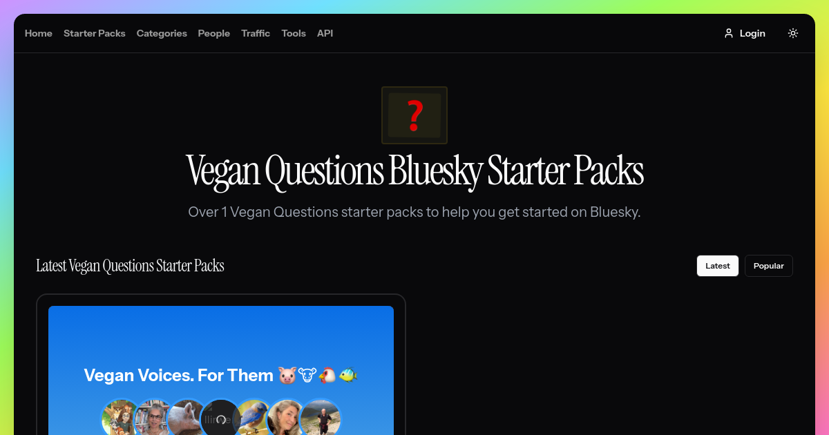 Vegan Questions Bluesky Starter Packs [1+ Lists • Aug 2025]