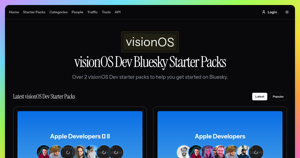 visionOS Dev Bluesky Starter Packs [2+ Lists • Dec 2024]