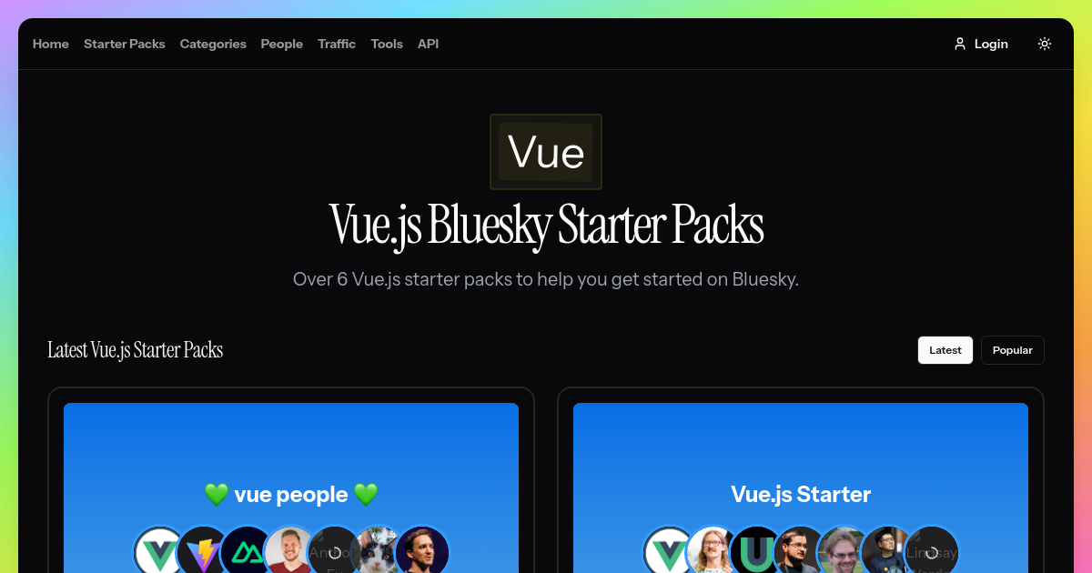 Vue.js Bluesky Starter Packs [5+ Lists • Apr 2025]